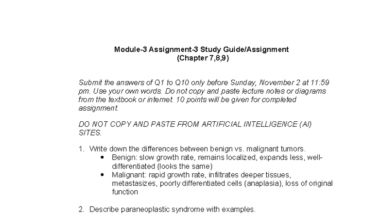 Module 3 Assignment - Study Guide for Chapters 7-9 Answers - Studocu