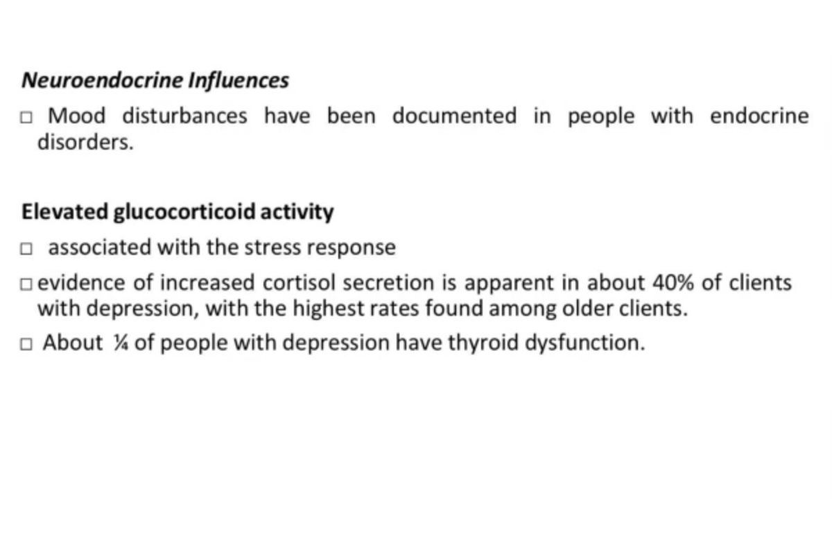 Mood Disorders and Neuroendocrine Influences - Notes (PSY 101) - Studocu
