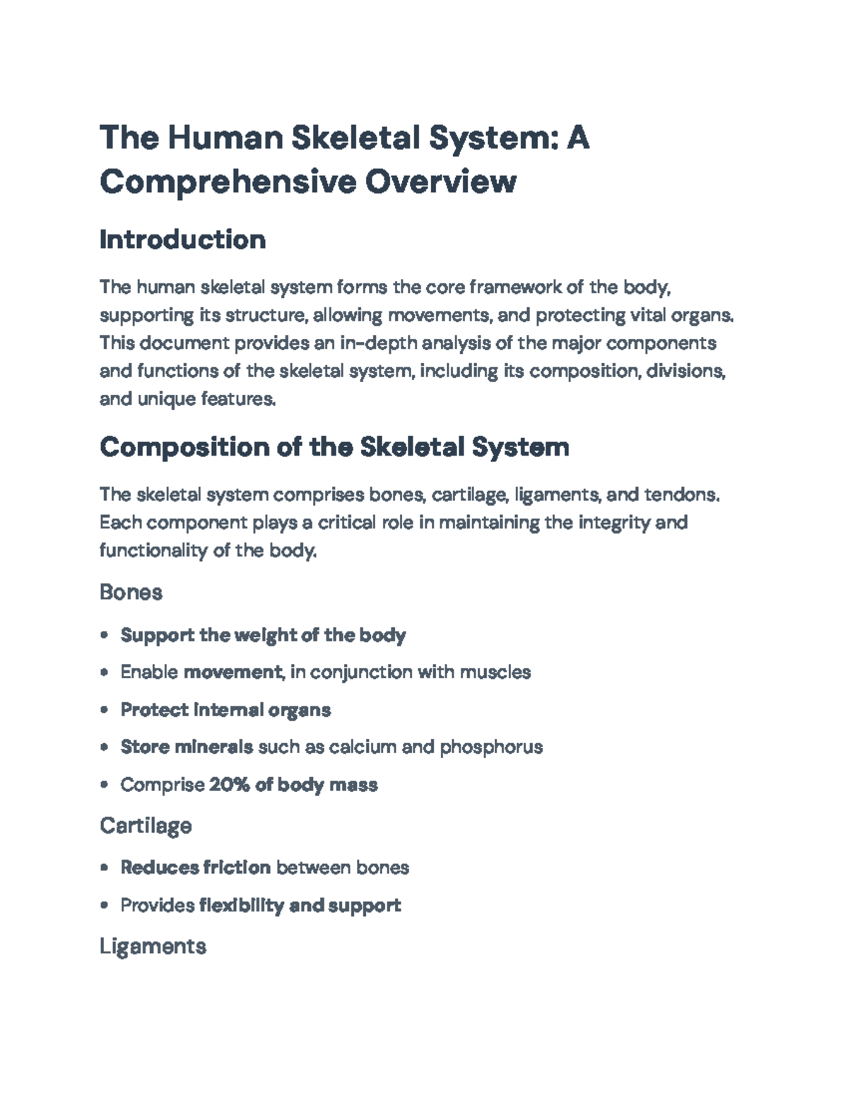 Human Skeletal System: Comprehensive Overview and Key Components - The ...