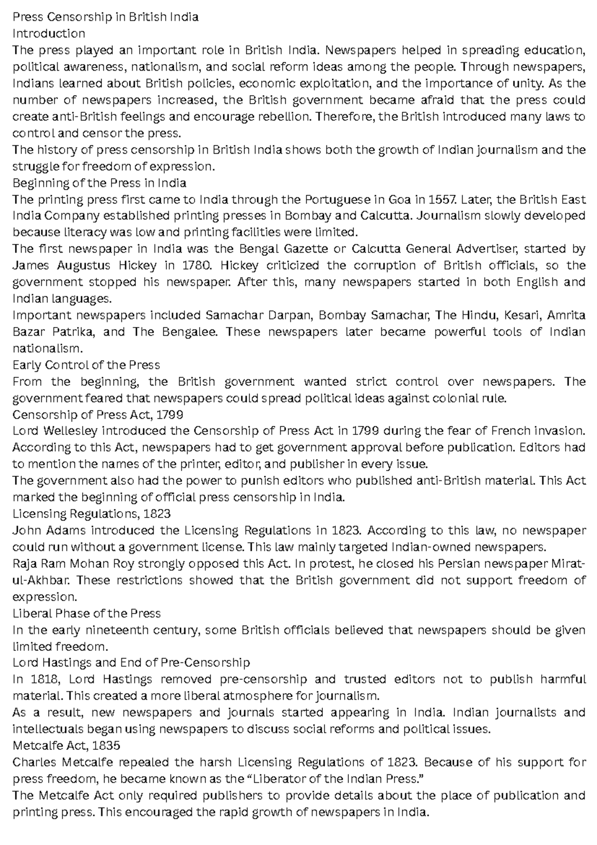 Press Censorship in British India: A Historical Overview of Control and ...