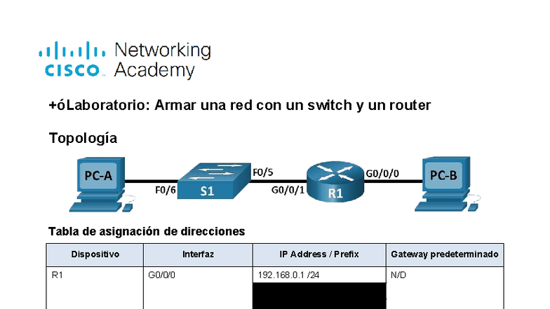 Laboratorio: Configuración de Red con Switch y Router (Redes) - Studocu