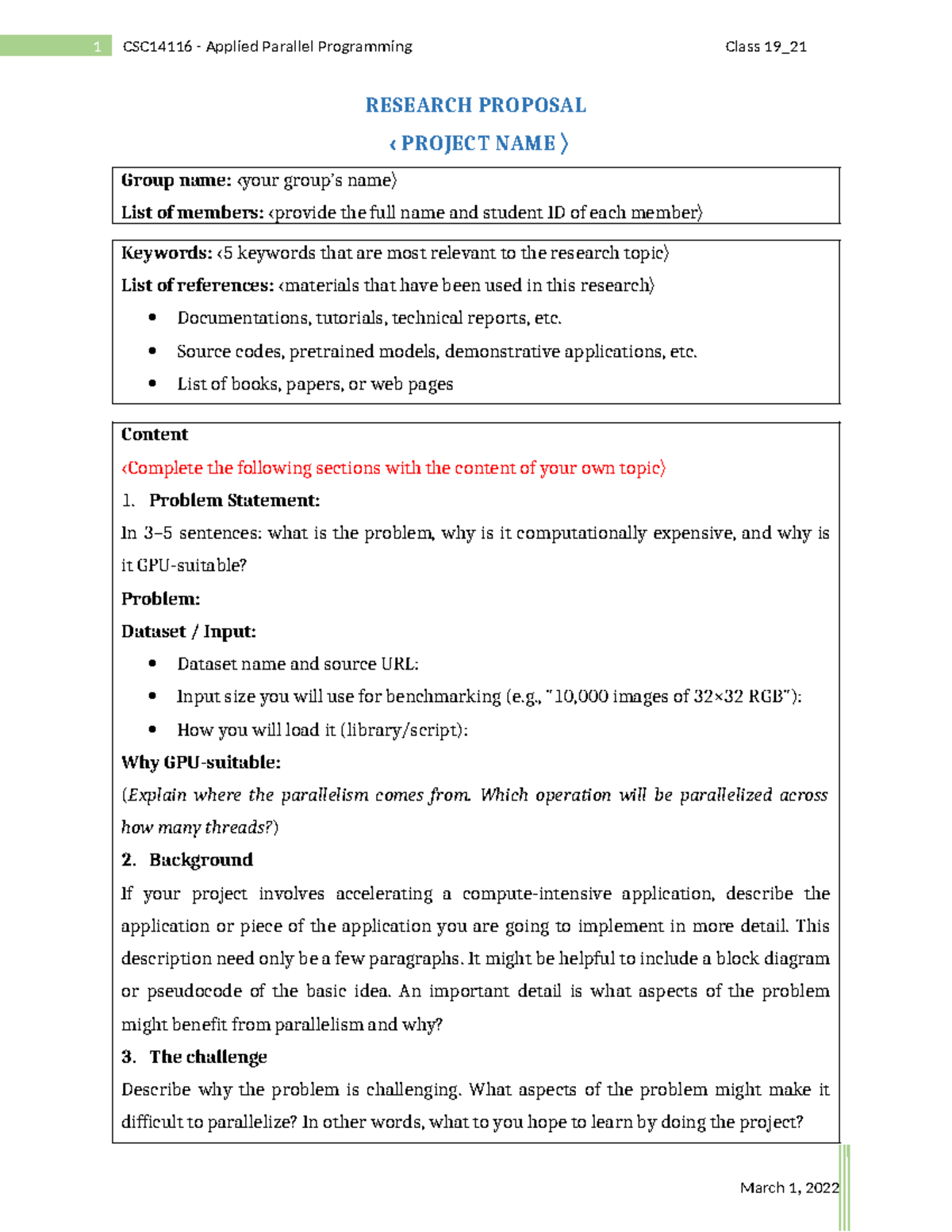 2025-CSC14116 Applied Parallel Programming Research Proposal - Studocu