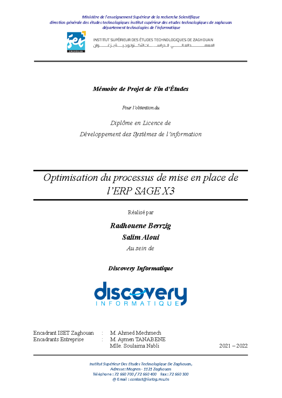 Rapport PFE Radhouene Salim Mise en place ERP sage x3.docx (10 ...