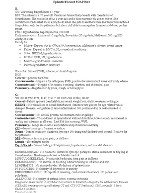 Cardiac SOAP note - SOAP note - Cardiovascular SOAP Note Michaela ...