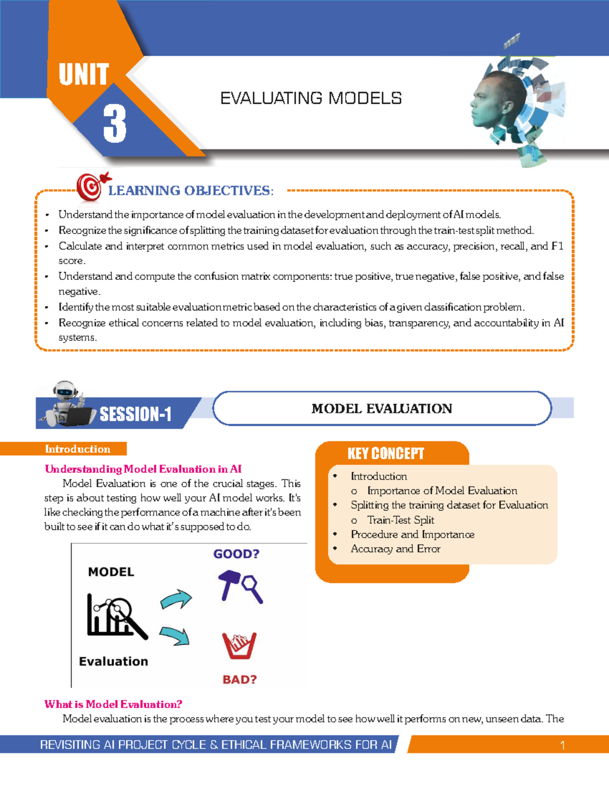 AI 10TH UNIT 3 - Evaluating Models and Metrics in AI - Studocu