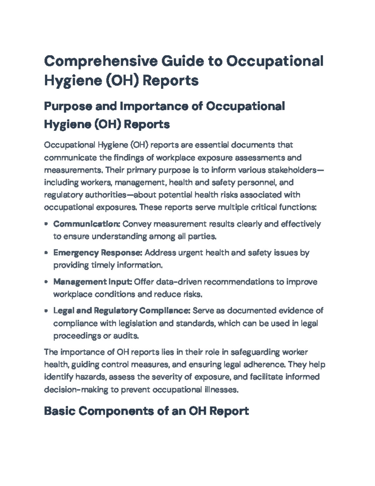 Comprehensive Guide to Creating Occupational Hygiene (OH) Reports - Studocu