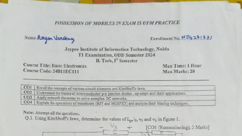 Basic Electronics Exam Notes COI CO2 CO3 - ODD Semester 2024 - Studocu