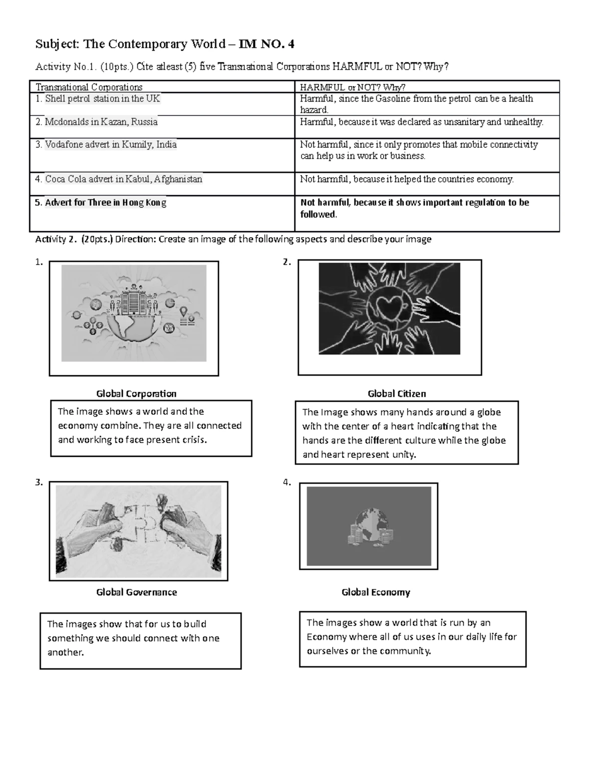 TCW- Module-9 - ANSWERS - Subject: The Contemporary World – IM NO. 9 ...