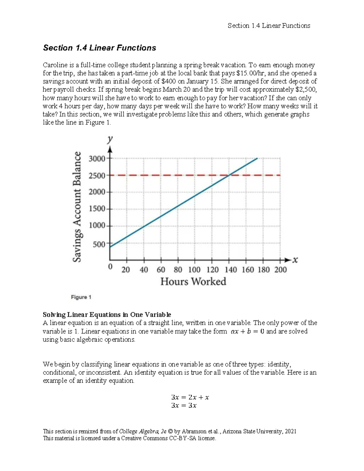 Section 1.4 Linear Functions - Understanding Linear Equations and ...