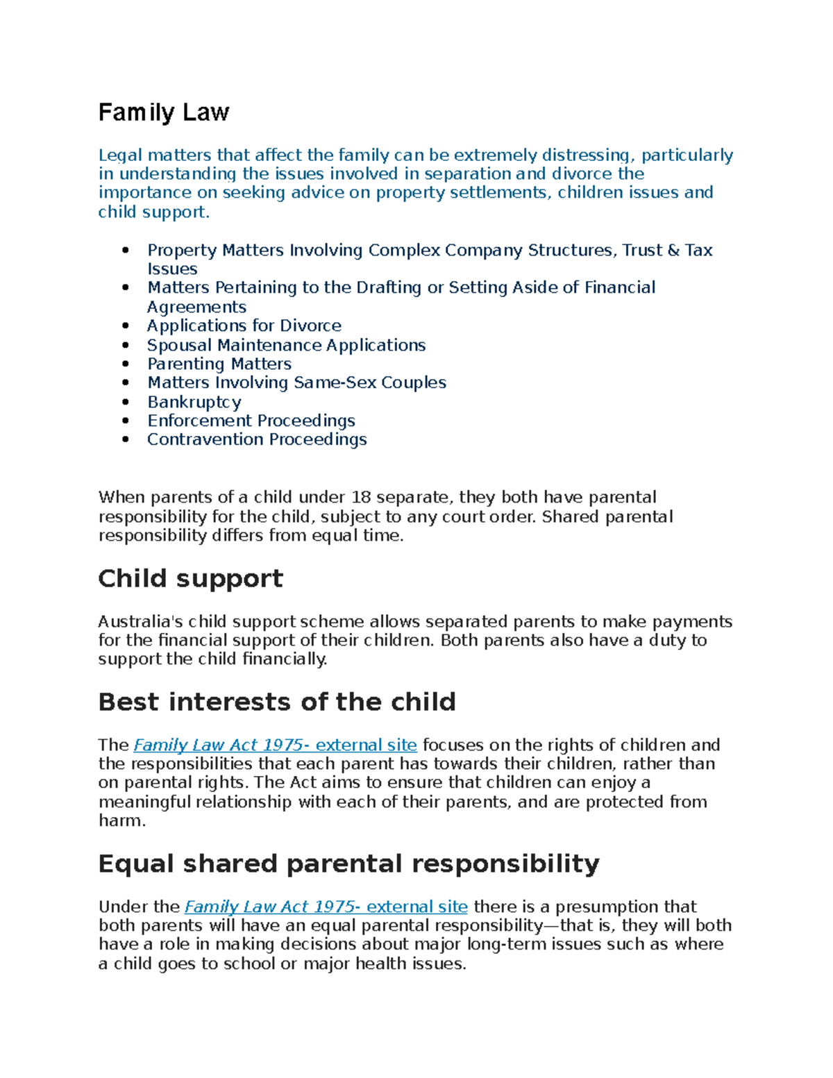 Family Law Reflection Notes: Key Concepts and Responsibilities - Studocu