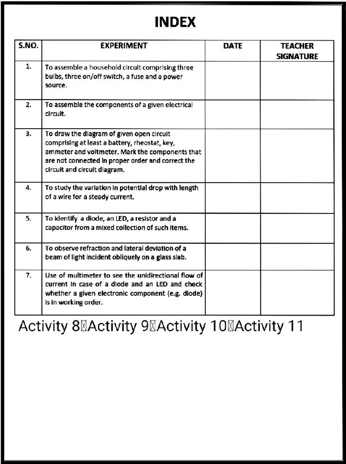Physics Practical File: Experiments on Circuits and Optics (PHYS 101 ...