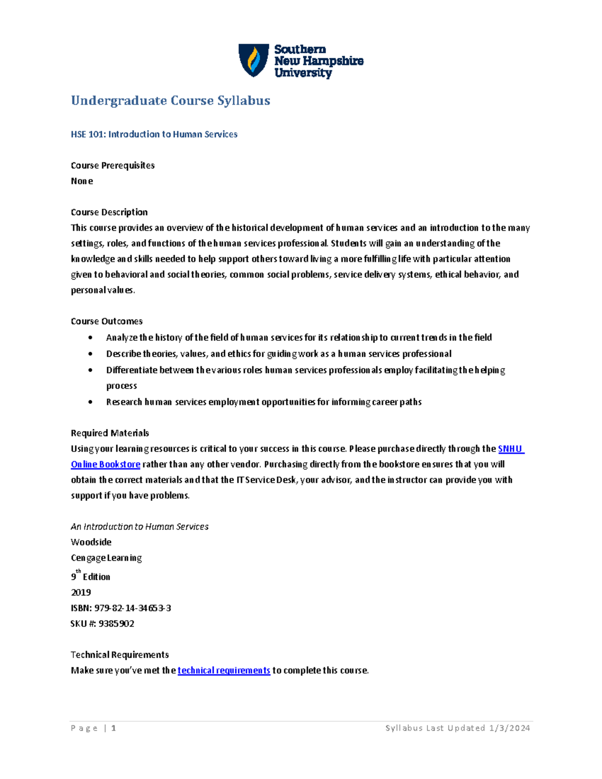 HSE 101: Intro to Human Services Syllabus & Course Overview - Studocu