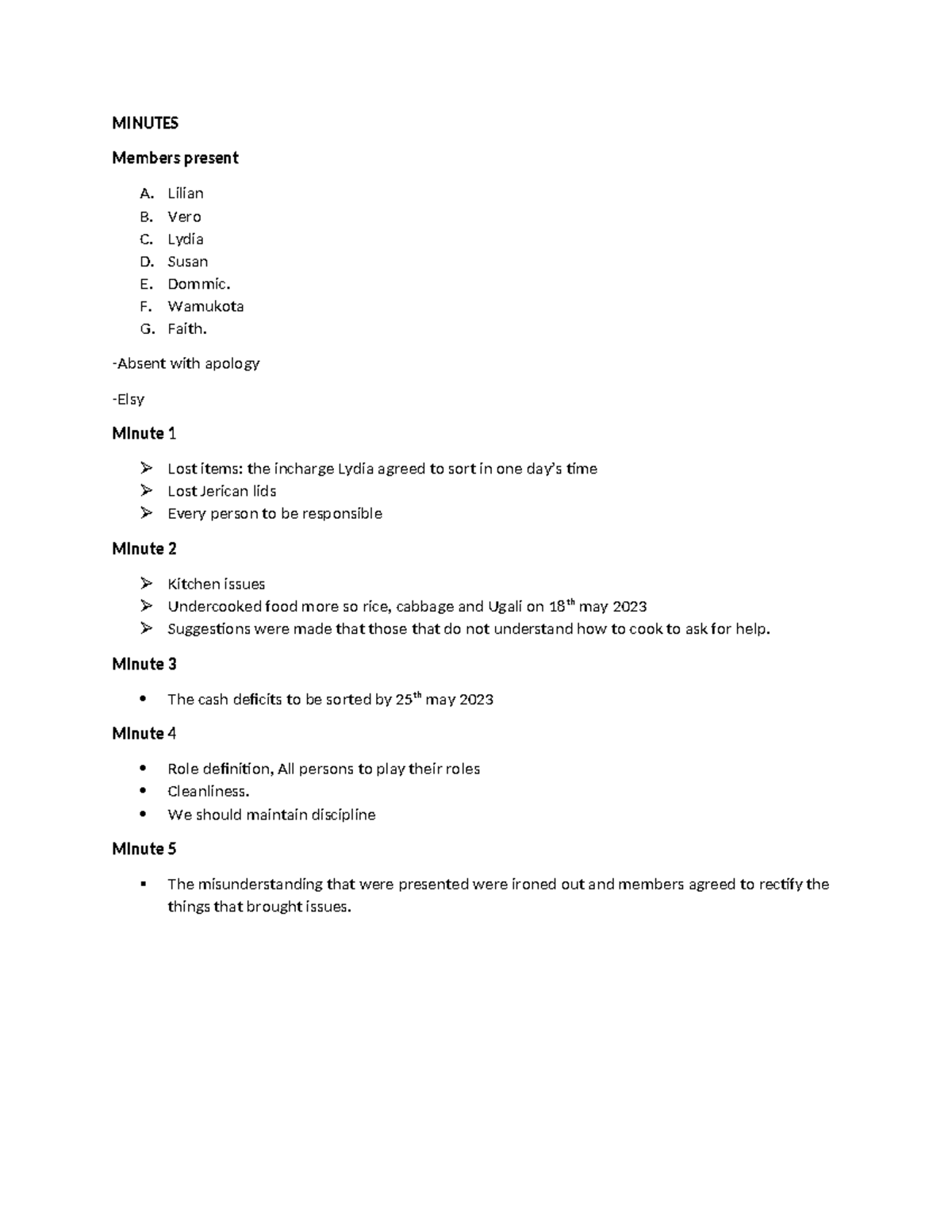 Meeting Minutes - Members' Discussions and Resolutions - Studocu