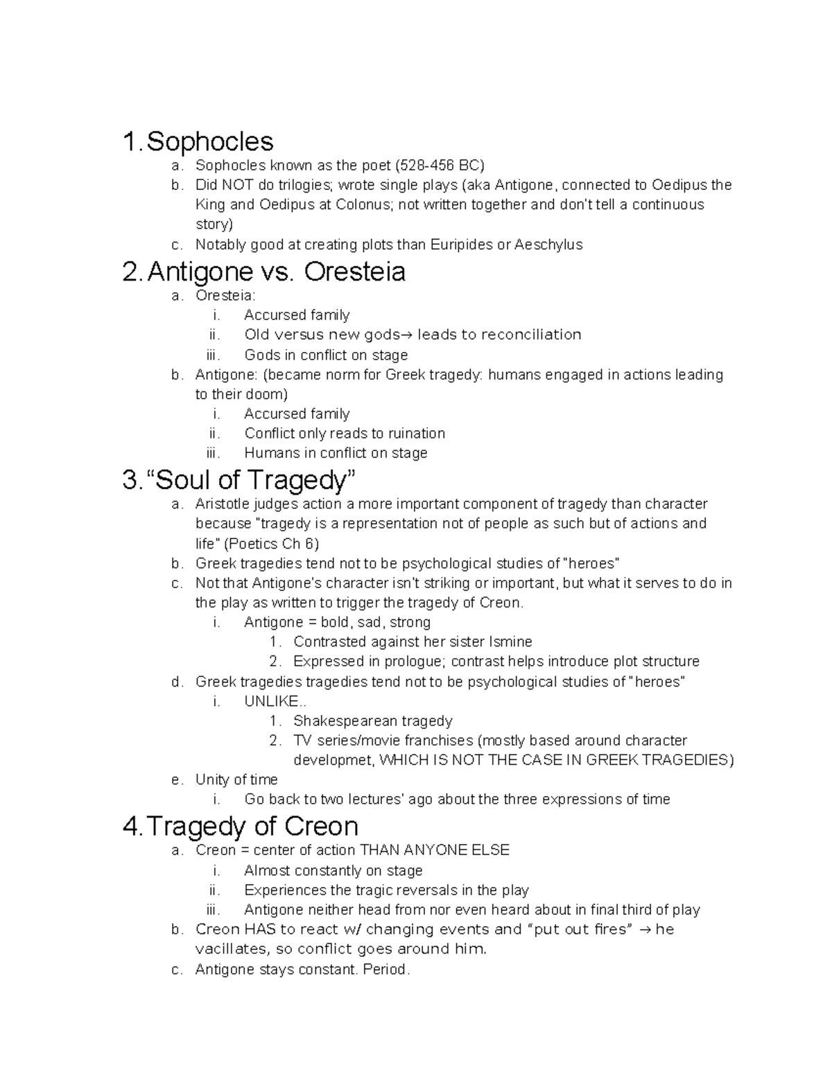 10 9 Lecture: Analyzing Sophocles' Antigone and Oresteia Tragedies ...
