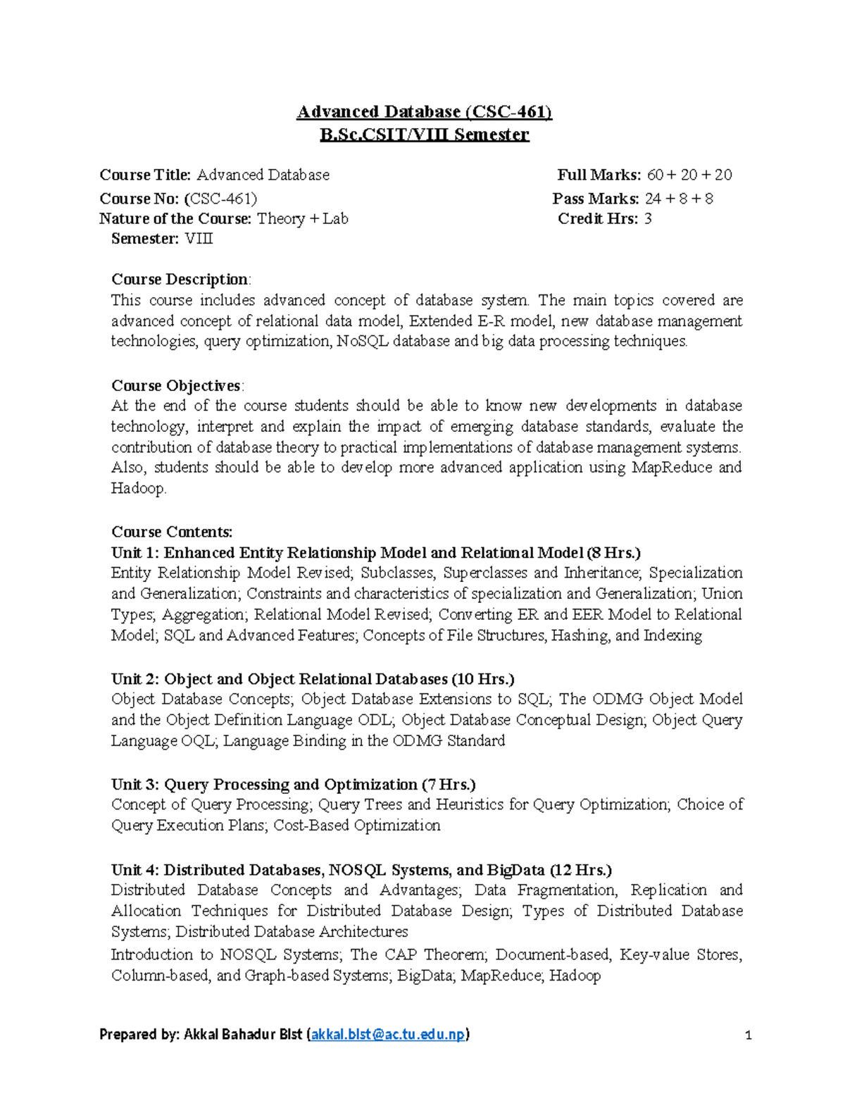 Advanced Database Systems (ADBMS) - Chapter 1 Overview and Concepts ...