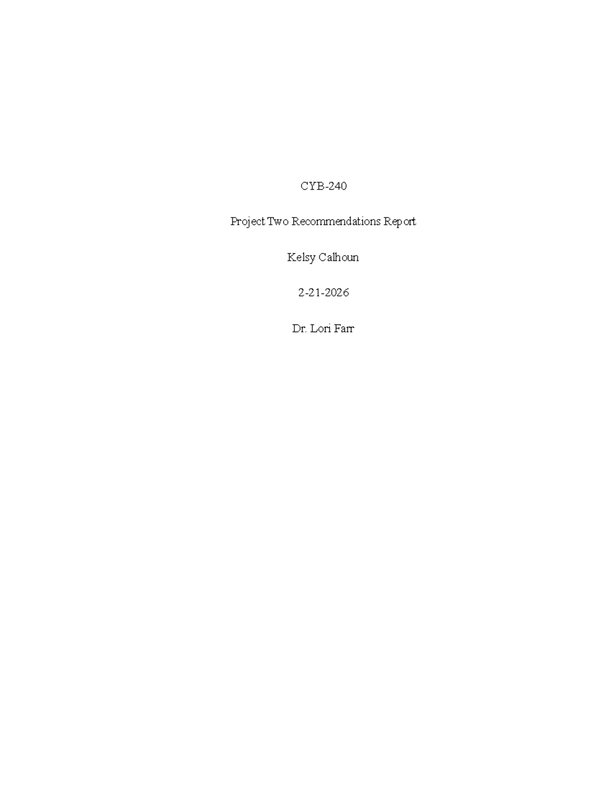 CYB-240 Project 2 Security Recommendations Report - Studocu