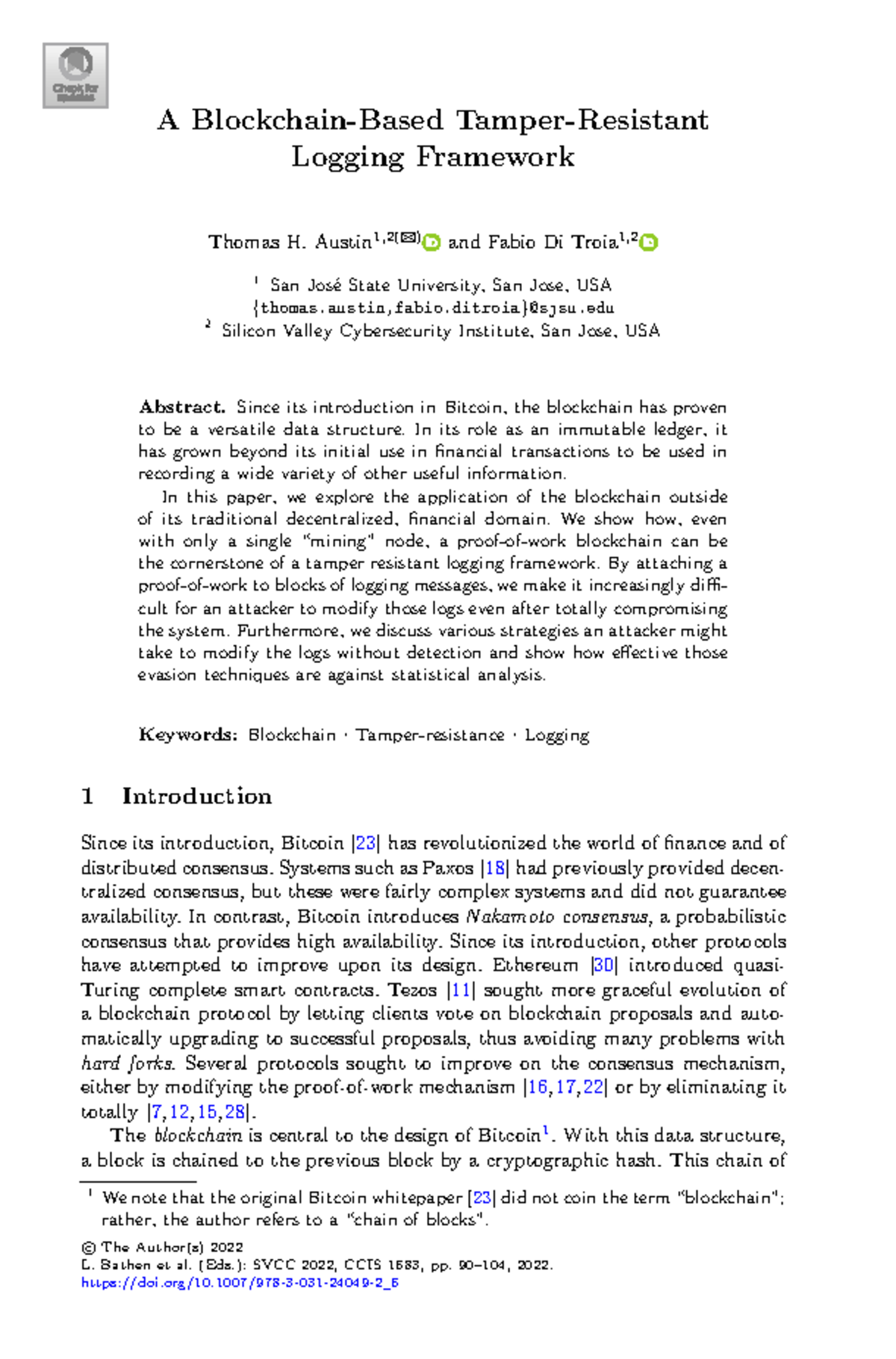 A Blockchain-Based Tamper-Resistant Logging Framework for Cybersecurity ...