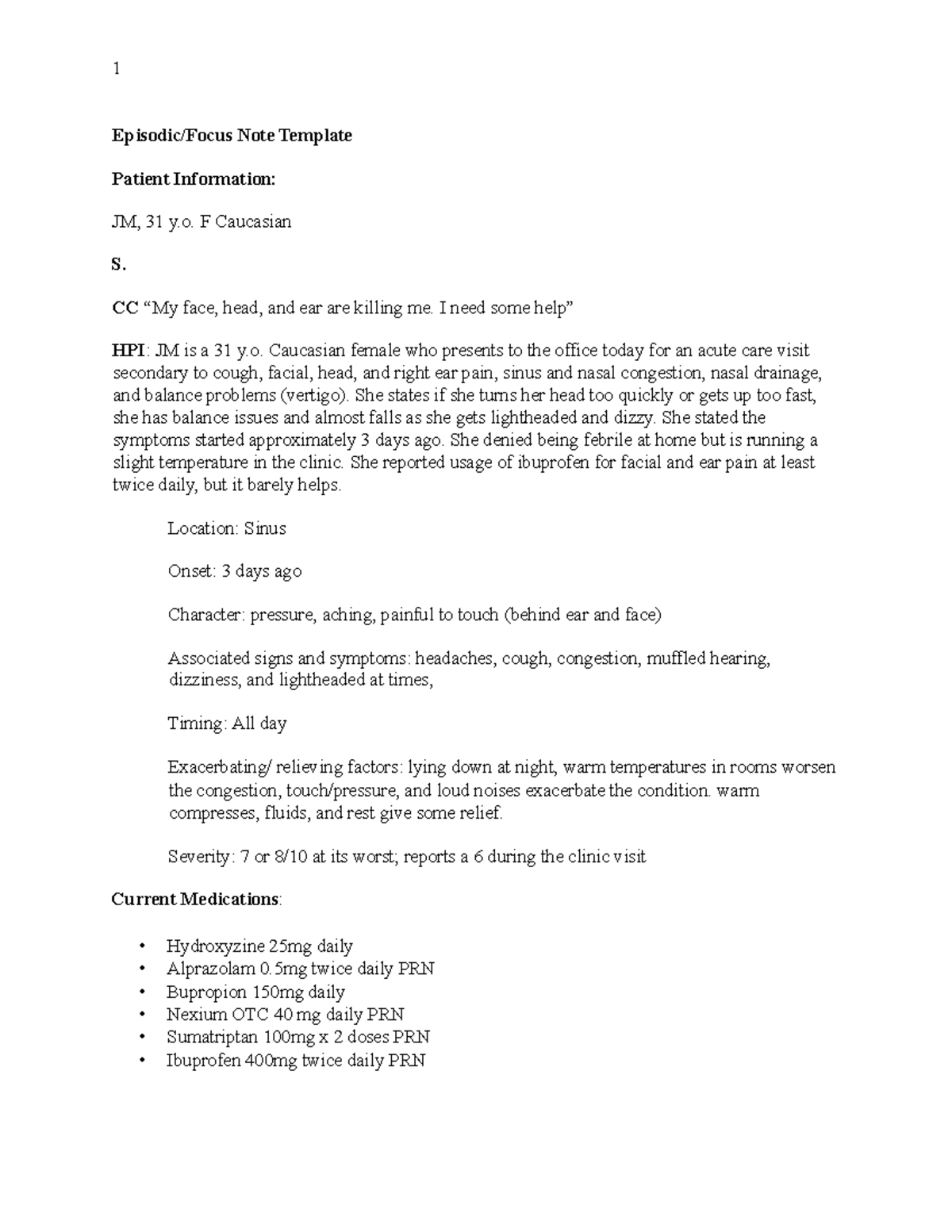 6531 Prac - SOAP Note for Acute Sinusitis Evaluation - Studocu