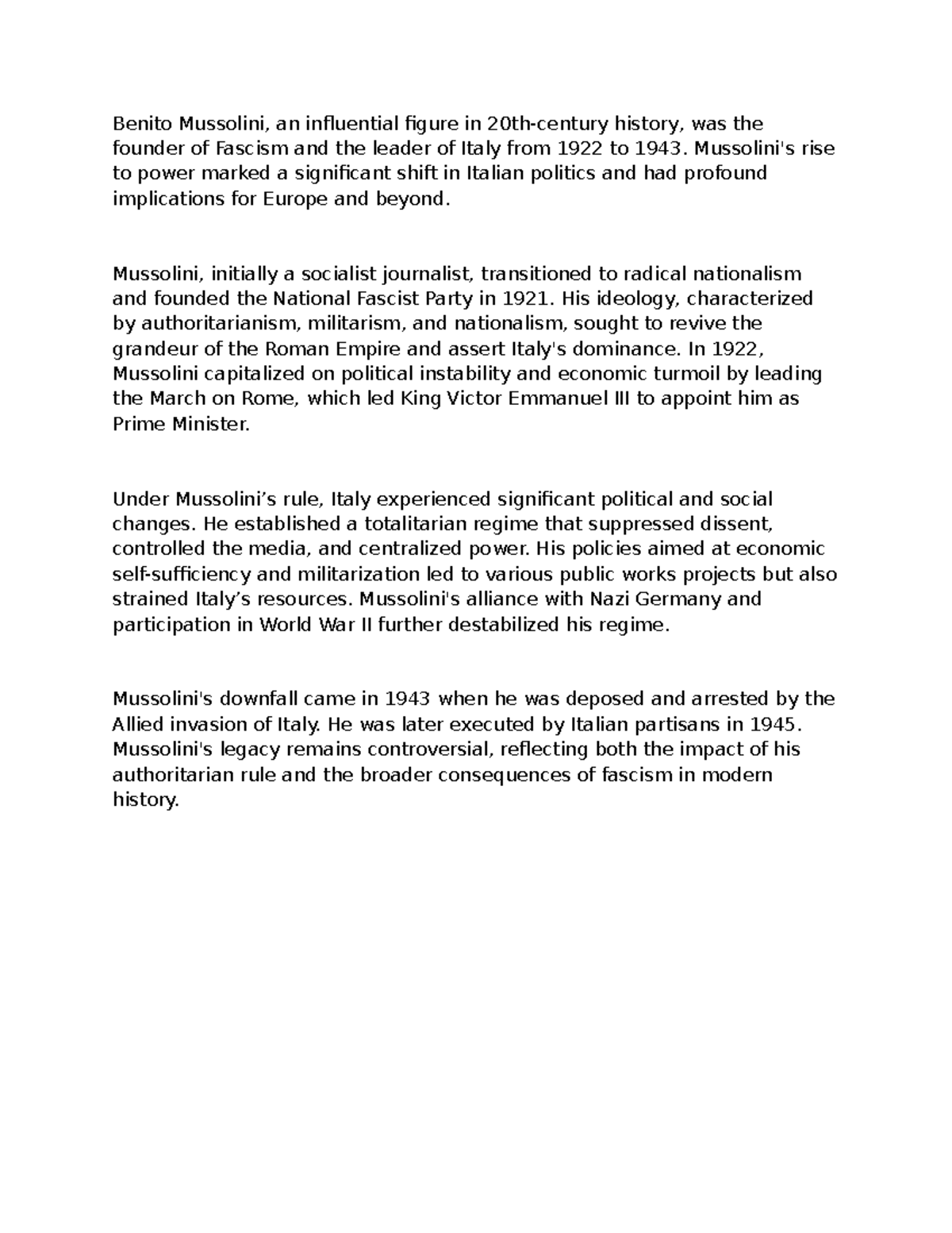 Benito Mussolini: Rise and Fall of Fascism in 20th Century History ...