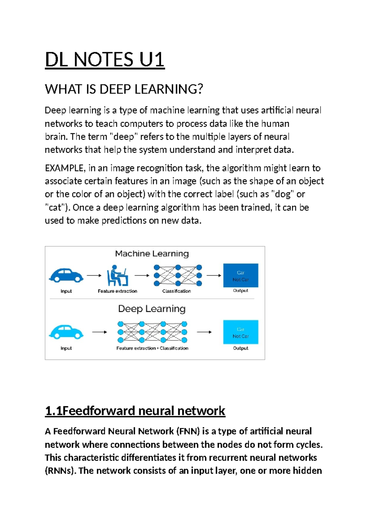 DL U1 - deep learning notes - DL NOTES U WHAT IS DEEP LEARNING? Deep ...