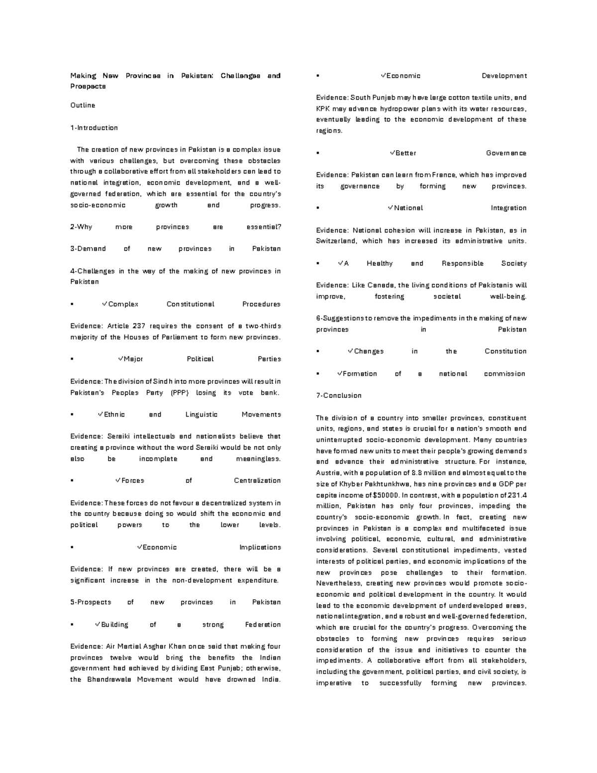 Challenges and Prospects of New Provinces in Pakistan: A Comprehensive ...