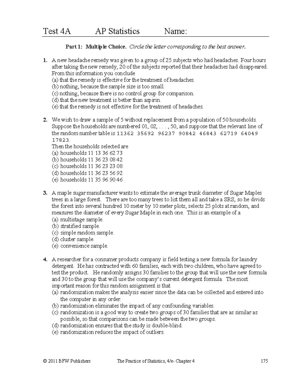 Ch4 - AP Statistics Chapter 4 Review & Practice Questions - Studocu
