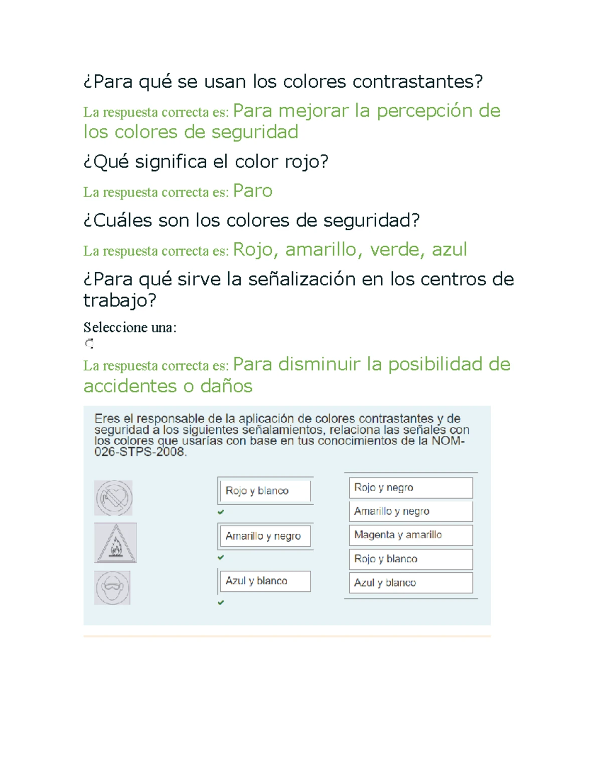 Cuestionario 2 - NOMS STPS - Las señales de información para salidas de ...