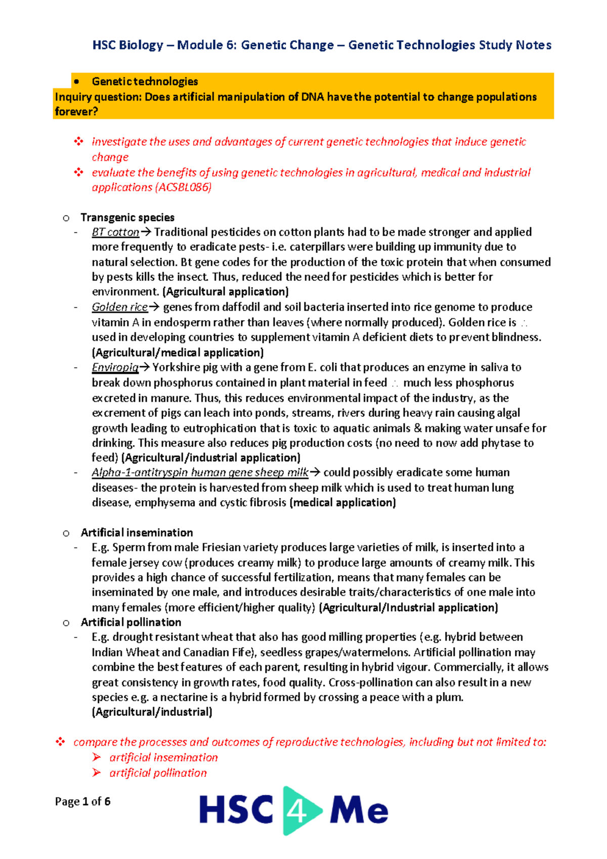 Genetic Technologies in Agriculture and Medicine: Impacts and ...