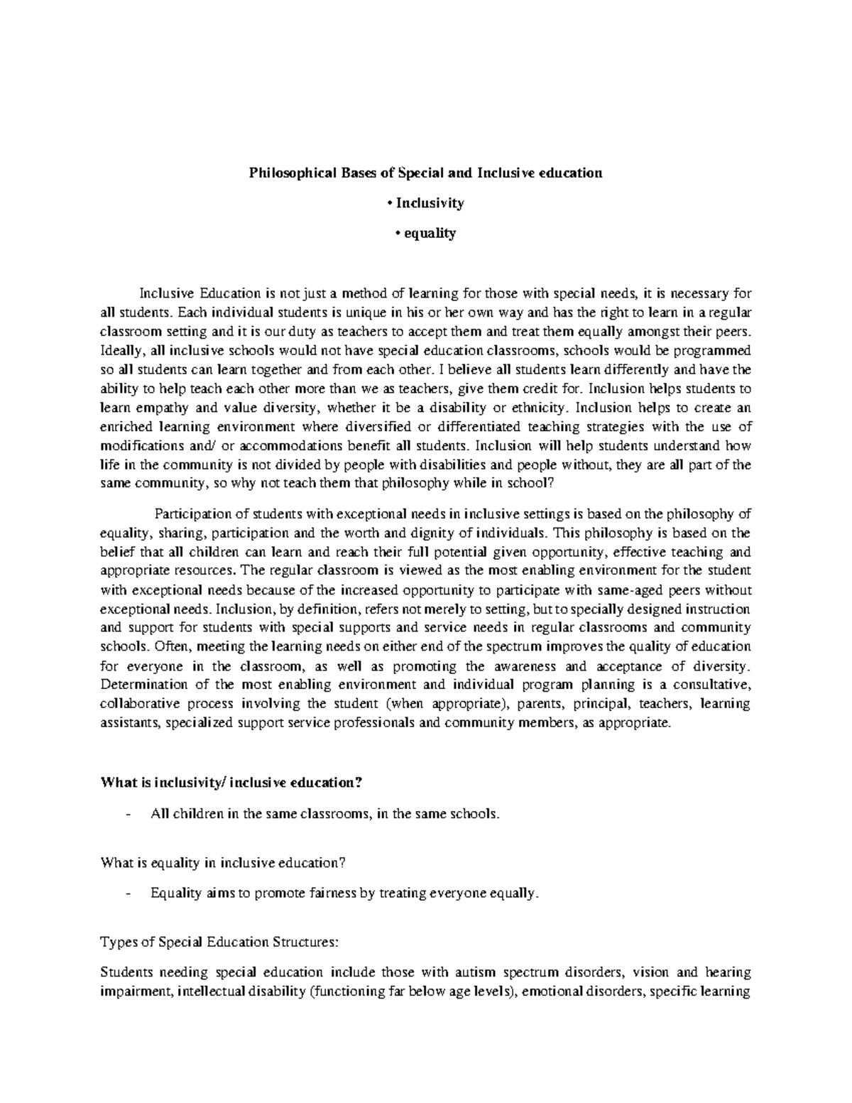 6. Philosophical Foundations of Special & Inclusive Ed: Equality and ...