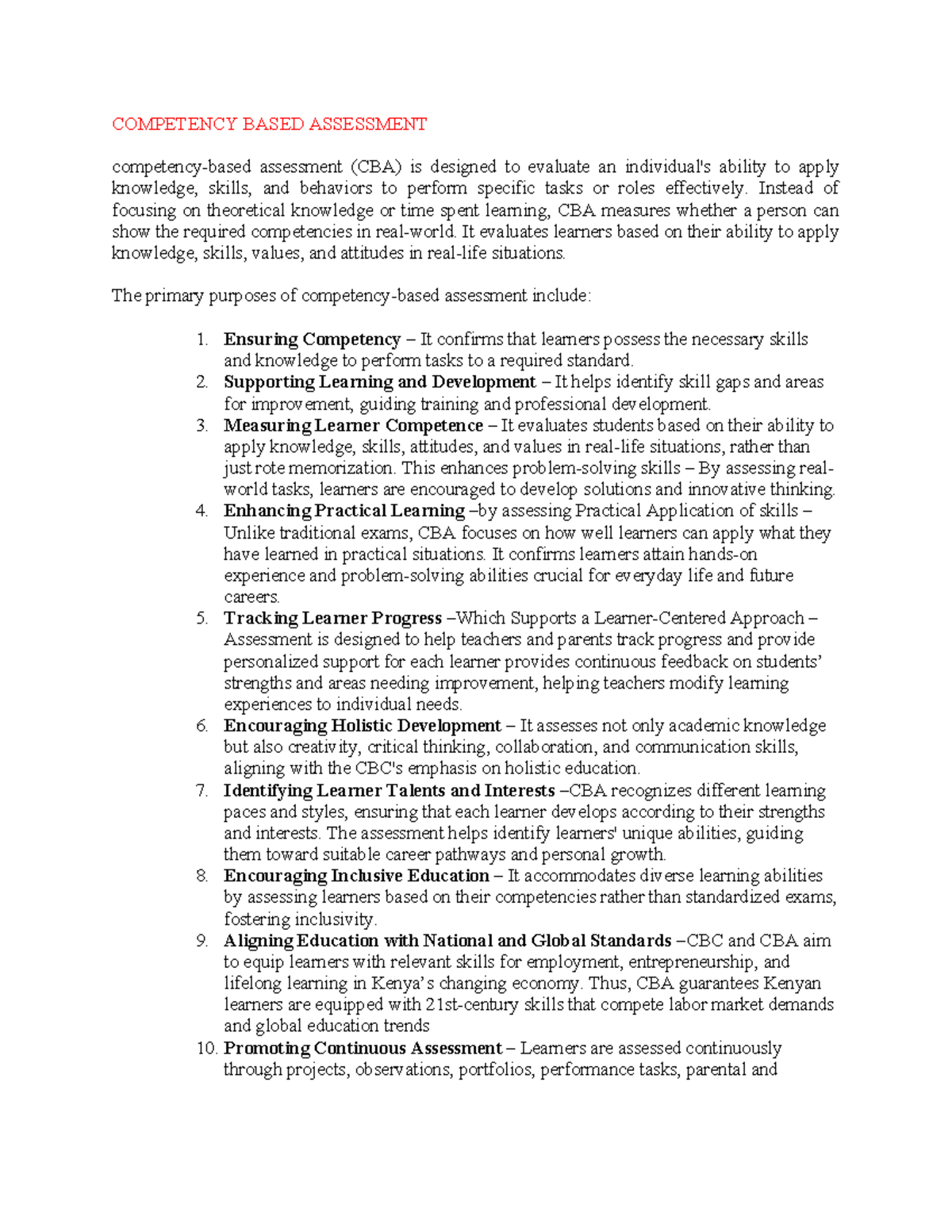 Competency Based Assessment A102 - COMPETENCY BASED ASSESSMENT ...