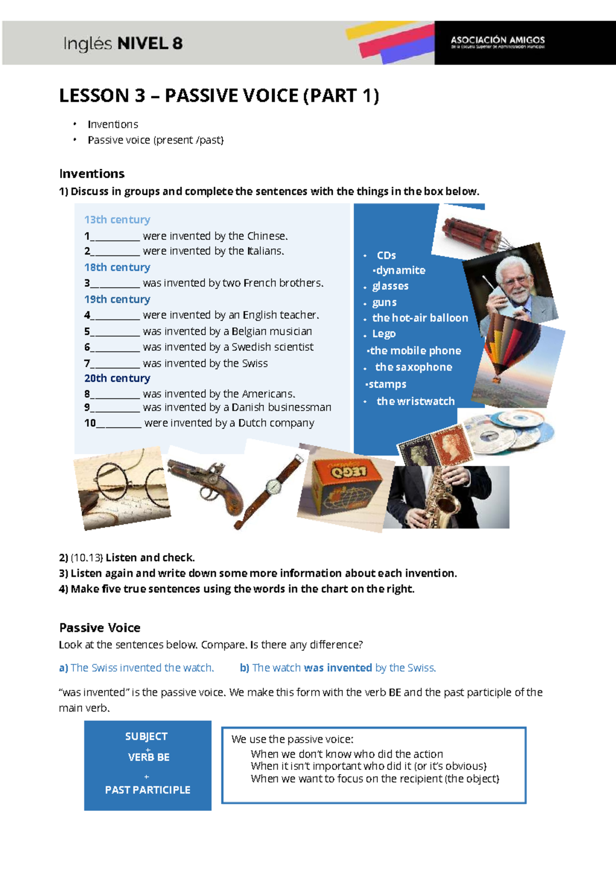 LESSON 3: PASSIVE VOICE (PART 1) - Inventions & Usage - Studocu