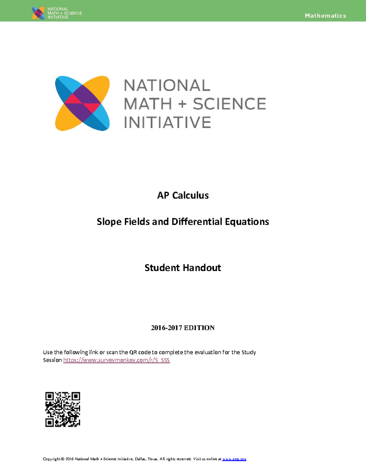 09 AP Calculus: Slope Fields & Differential Equations Study Guide - Studocu