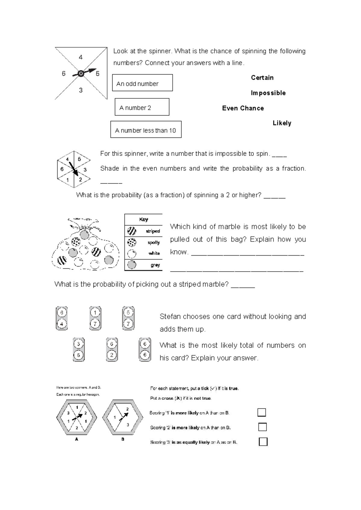 Probability Word Problems: Spinner & Marble Scenarios - Studocu