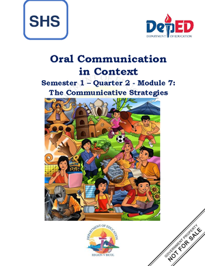 ORAL COM Quarter 1 Module 6 SLM - Oral Communication in Context Quarter 1 – Module 6: Types of ...