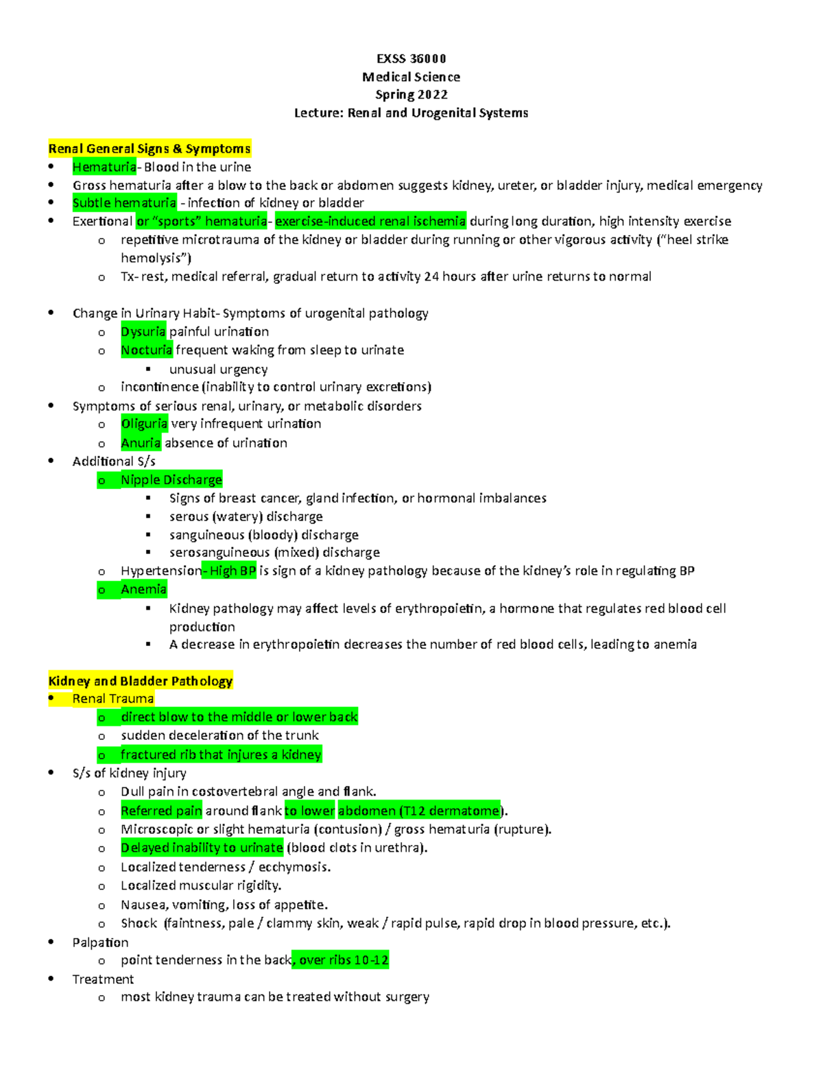 Renal and Urogenital Systems - o Referred pain around flank to lower ...