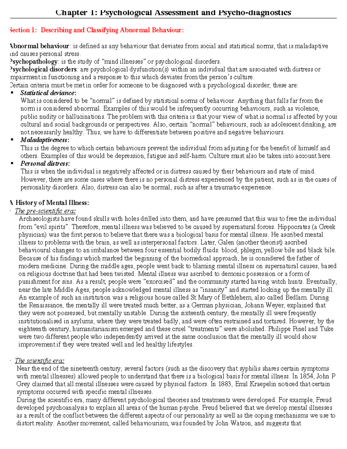 Psychology 314: Chapter 1 - Psychological Assessment & Abnormal ...
