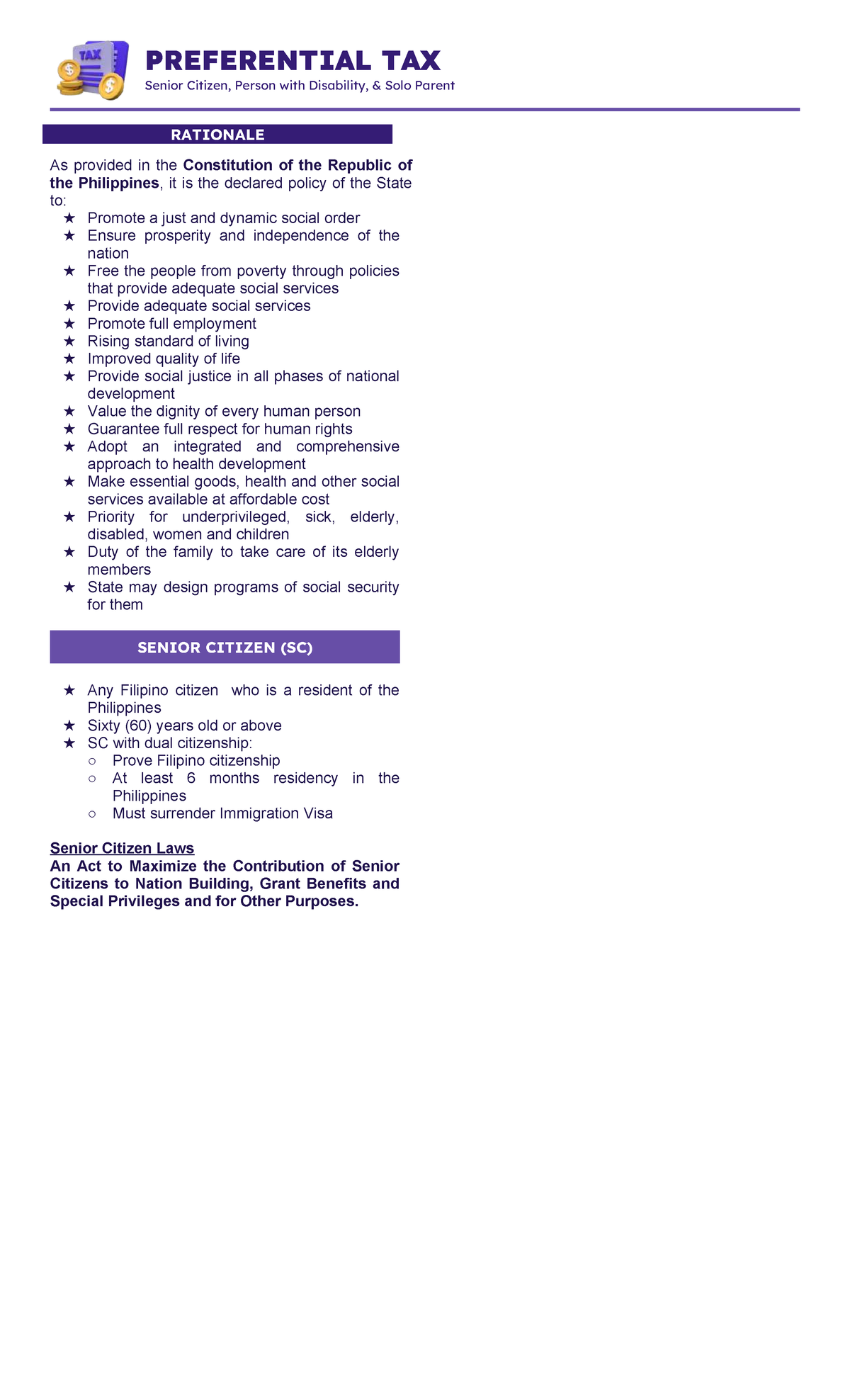 Preferential Tax Benefits for Senior Citizens and PWDs - Studocu