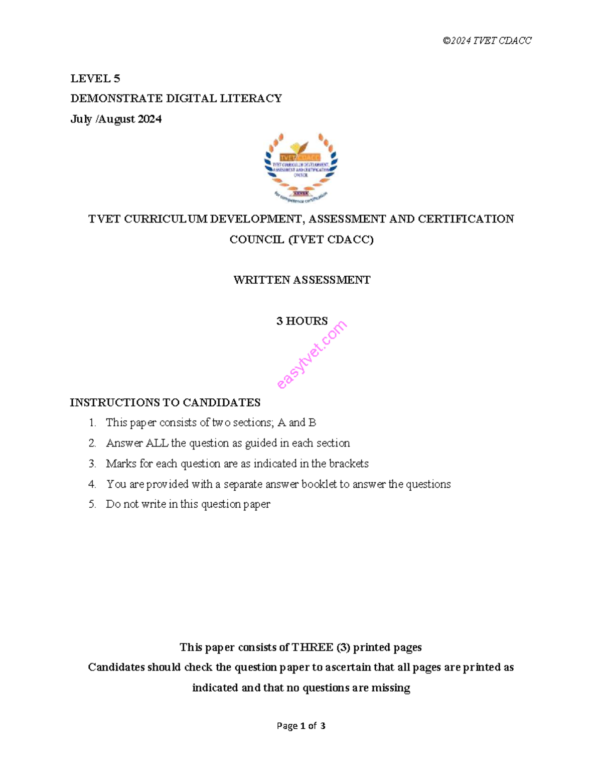 2024J - Digital Literacy Level 5 Past Exam Papers & Questions - Studocu