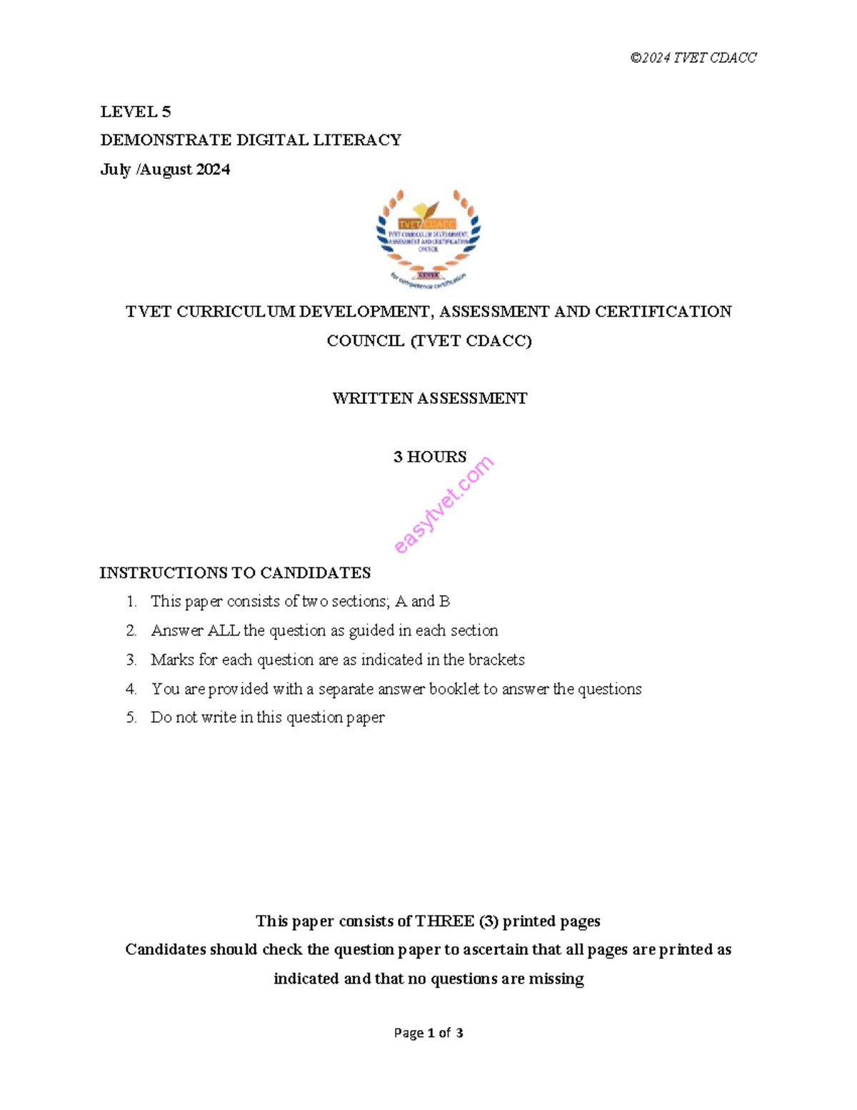 2024J - Digital Literacy Level 5 Past Exam Papers & Questions - Studocu