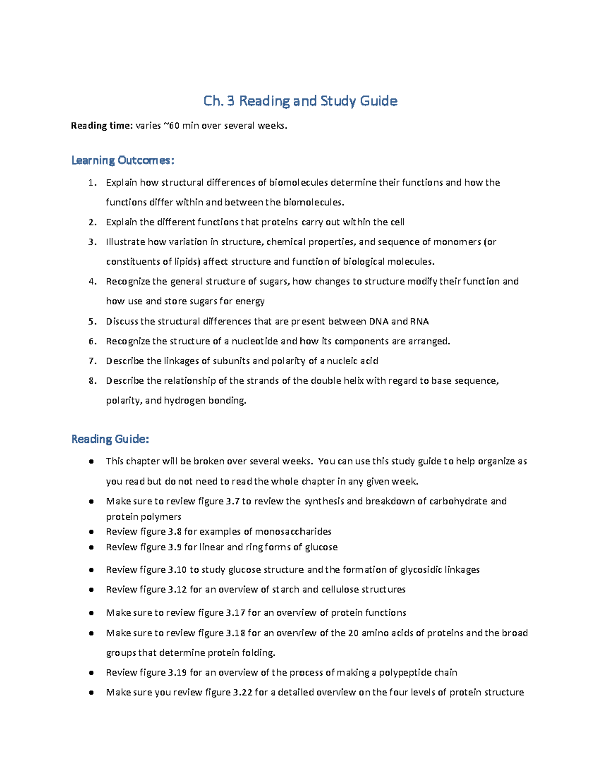 Ch. 3 Biology Study Guide: Biomolecules & Their Functions - Ch. 3 ...