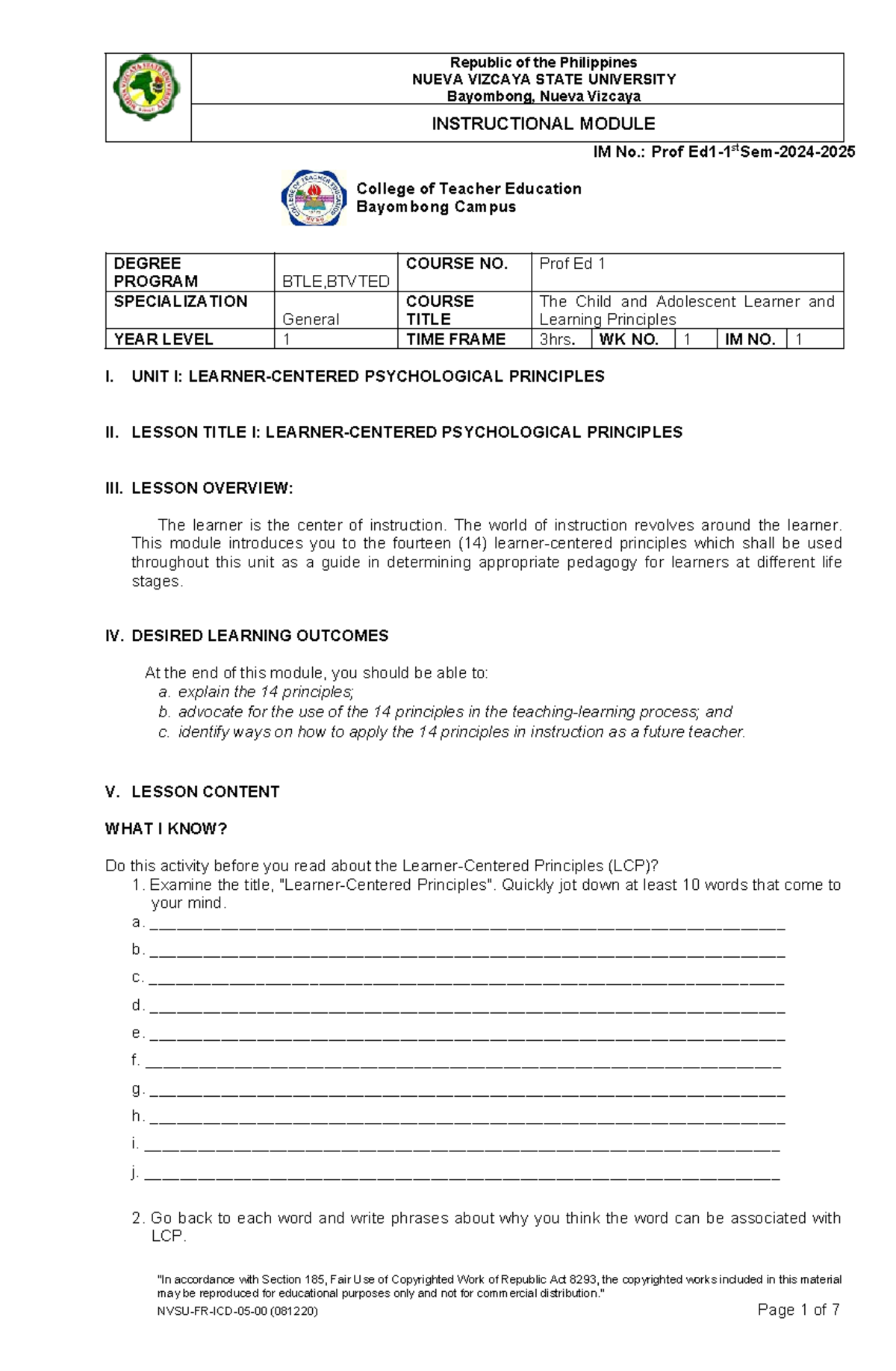 Module 1: Psychological Principles in Child & Adolescent Learning (Prof ...