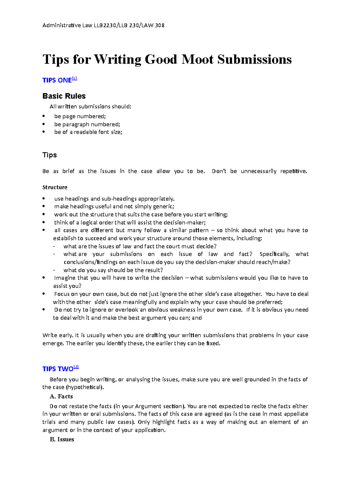 Writing Effective Moot Submissions: Key Tips and Guidelines - Studocu