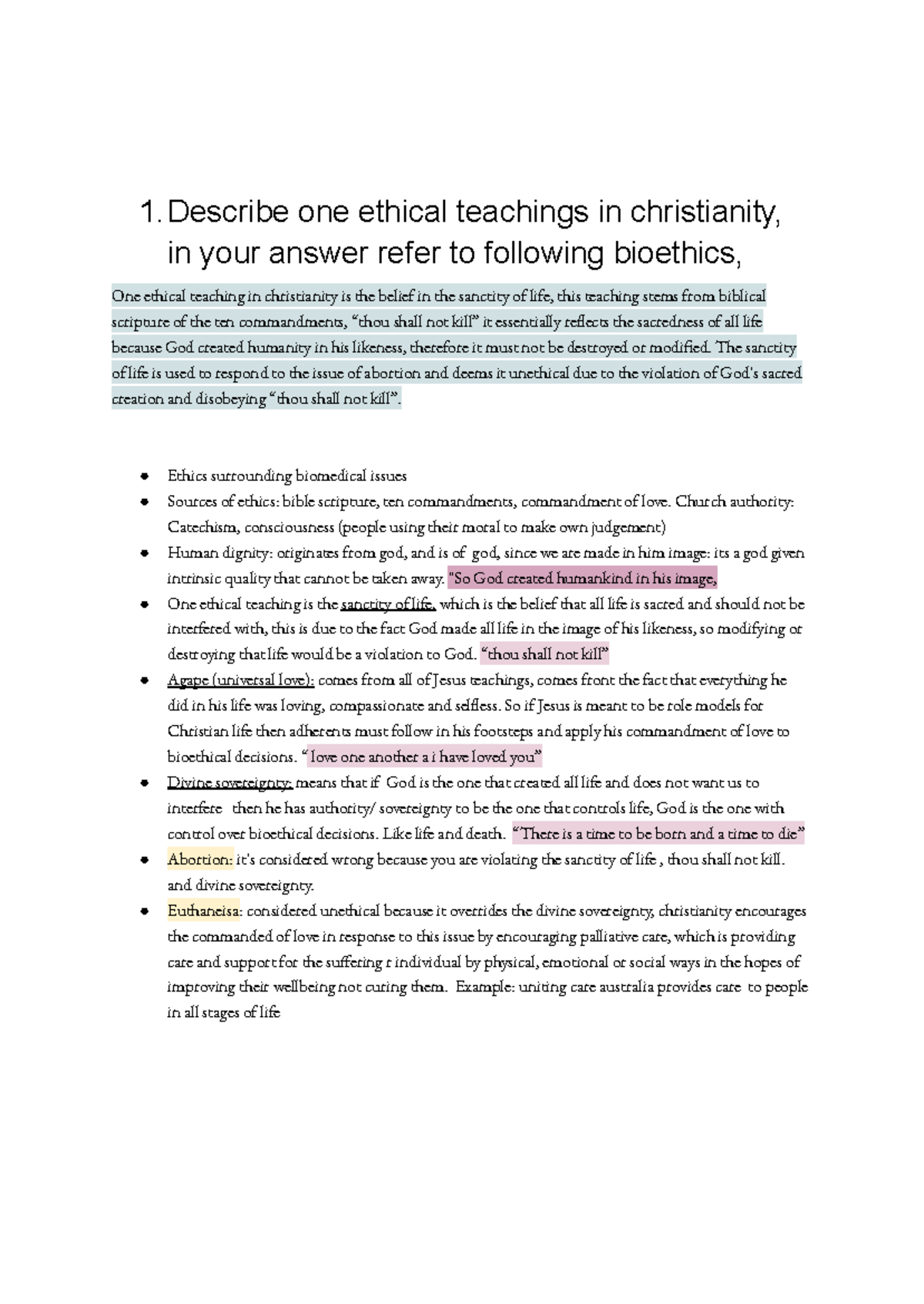 Ethical Teachings in Christianity: SOR2 Trial Prep Notes - Studocu