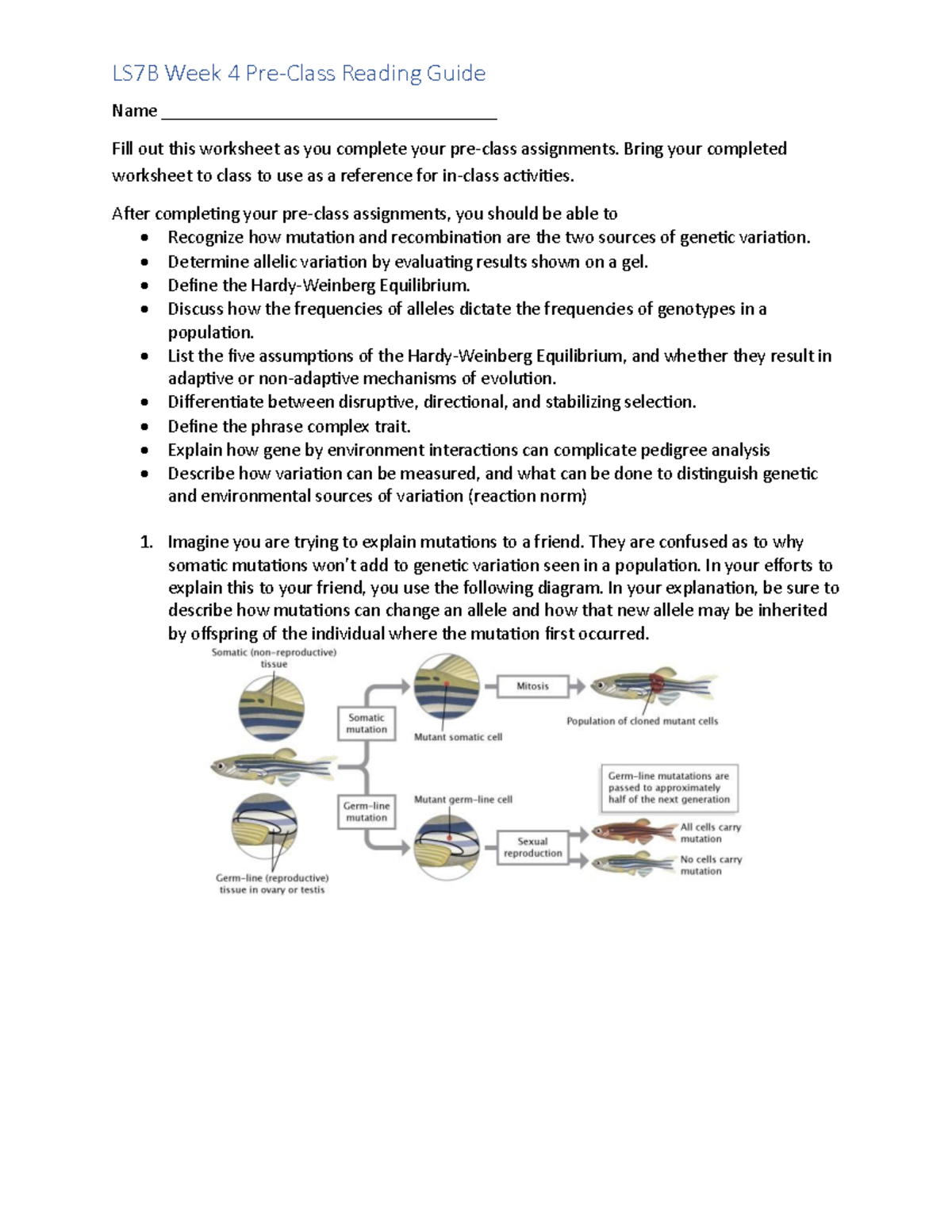 LS7B Week 4 Reading Guide: Genetic Variation & Equilibrium Concepts ...