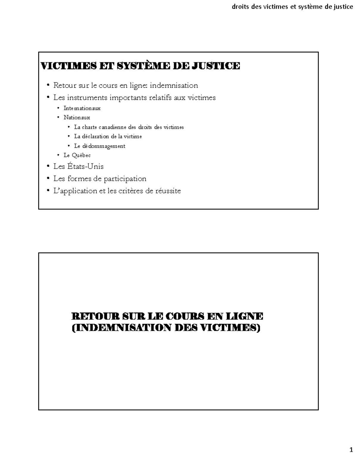 Victimes et Système de Justice : Indemnisation et Instruments Clés ...