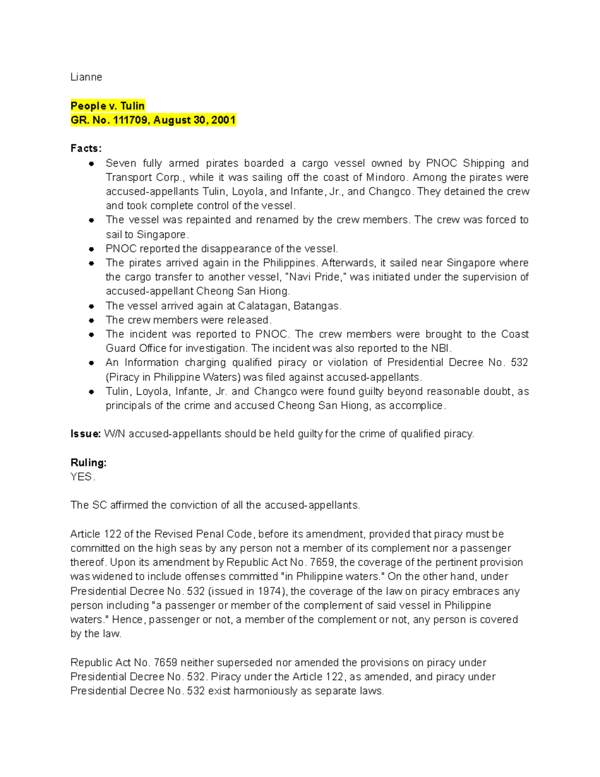 CRIM LAW Digest: Key Cases and Rulings Overview - Studocu