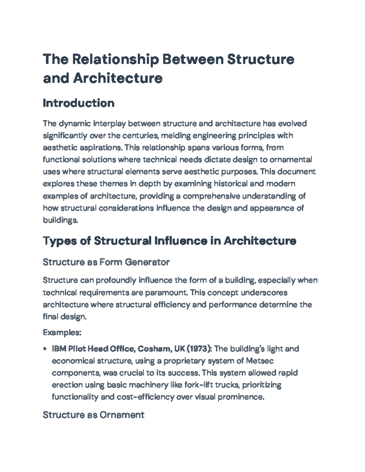 The Relationship Between Structure and Architecture: Insights and ...