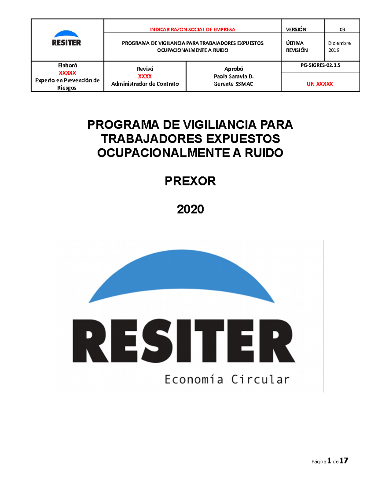 Programa de Vigilancia Ocupacional a Ruido - PREXOR 2020 - Studocu