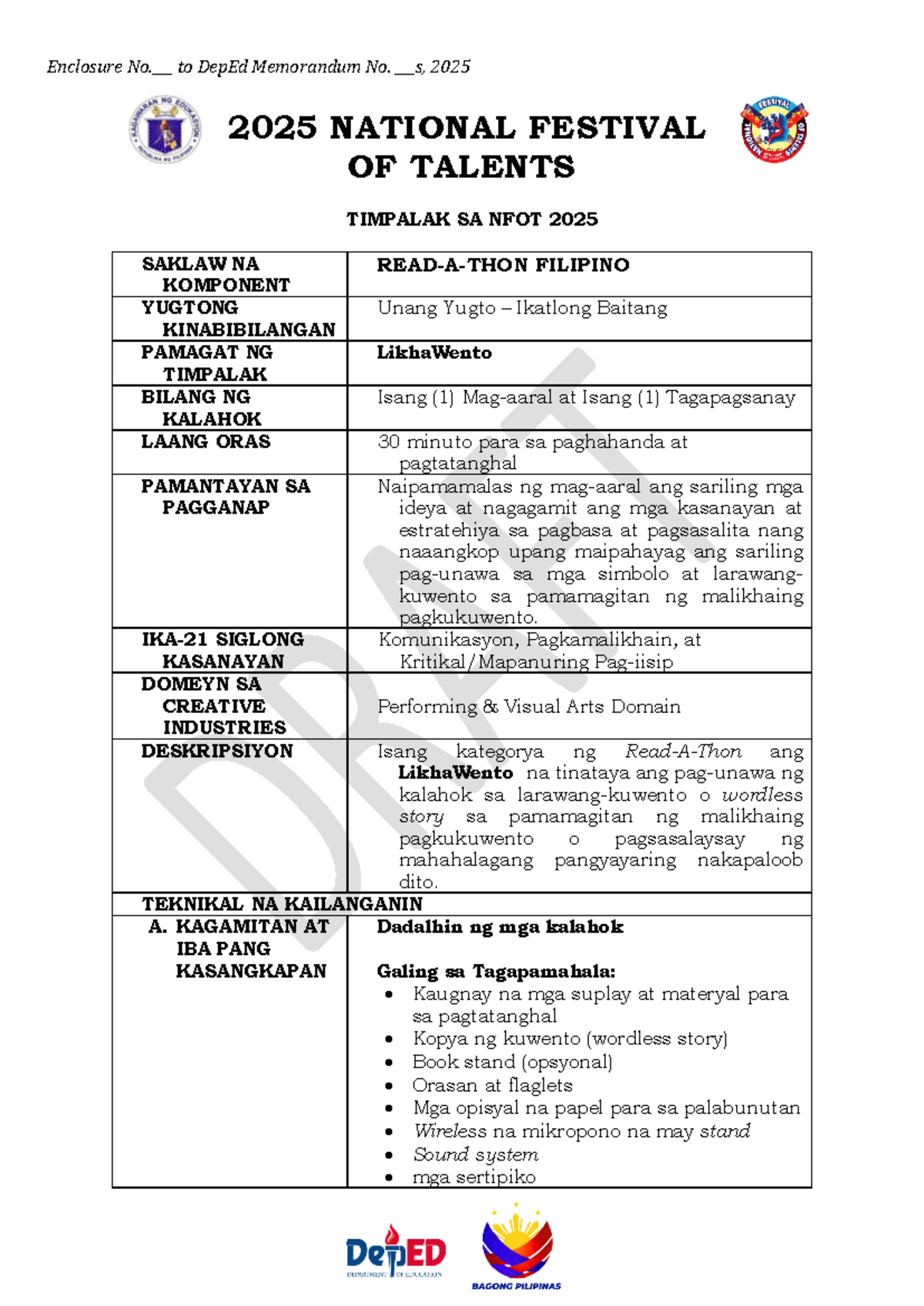 2025 NFOT READ A THON Filipino - 2025 NATIONAL FESTIVAL OF TALENTS ...