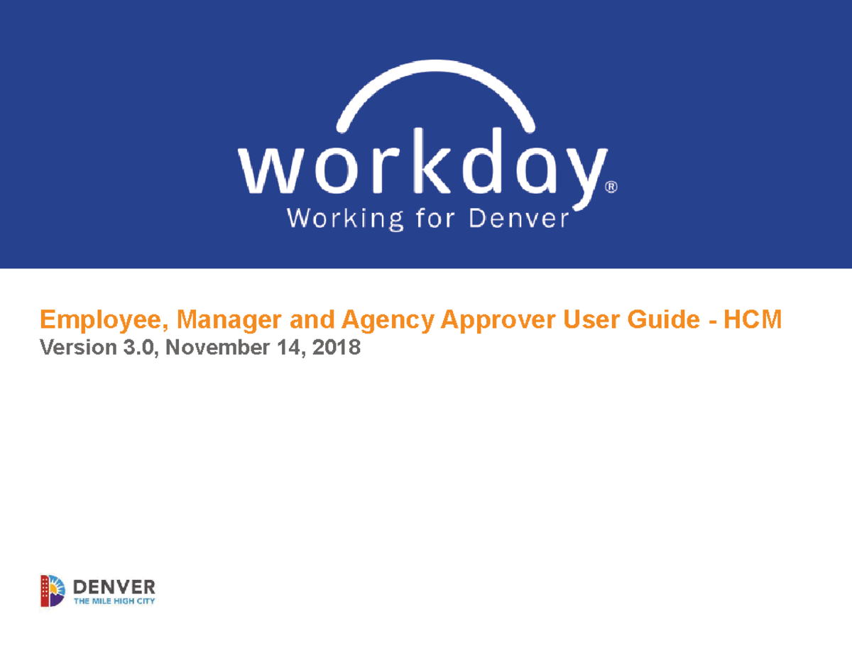 Workday HCM User Guide v3.0: Employee, Manager & Approver Roles - Studocu
